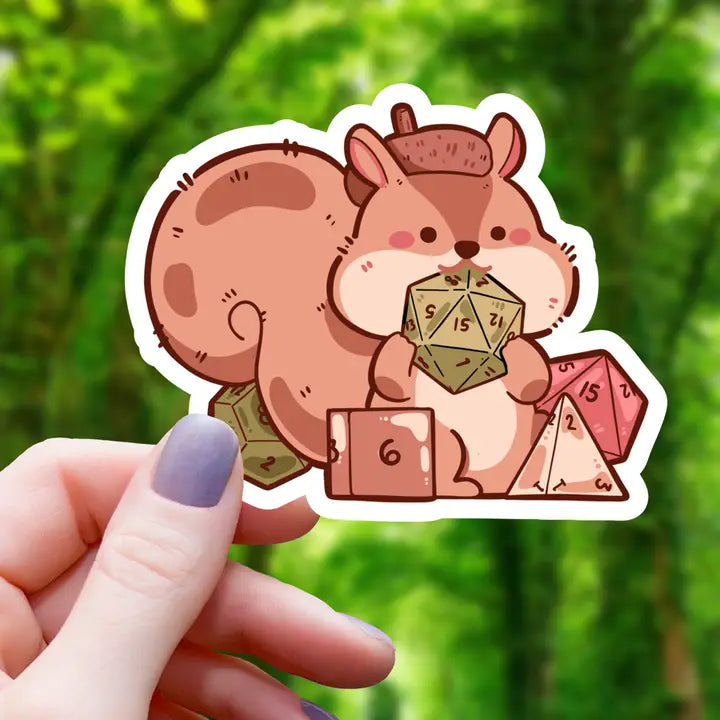 DICE EATING SQUIRREL STICKER – Games and Stuff