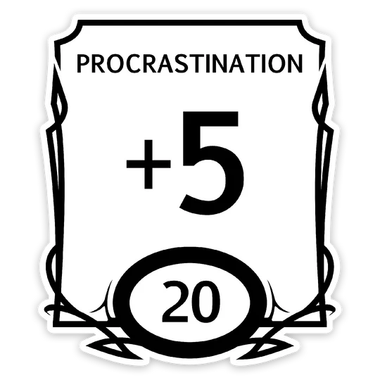 PROCRASTINATION STAT VINYL STICKER – Games and Stuff