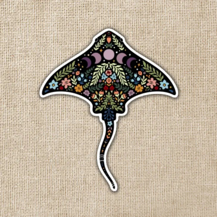 BOHO FLORAL MANTA RAY STICKER – Games and Stuff