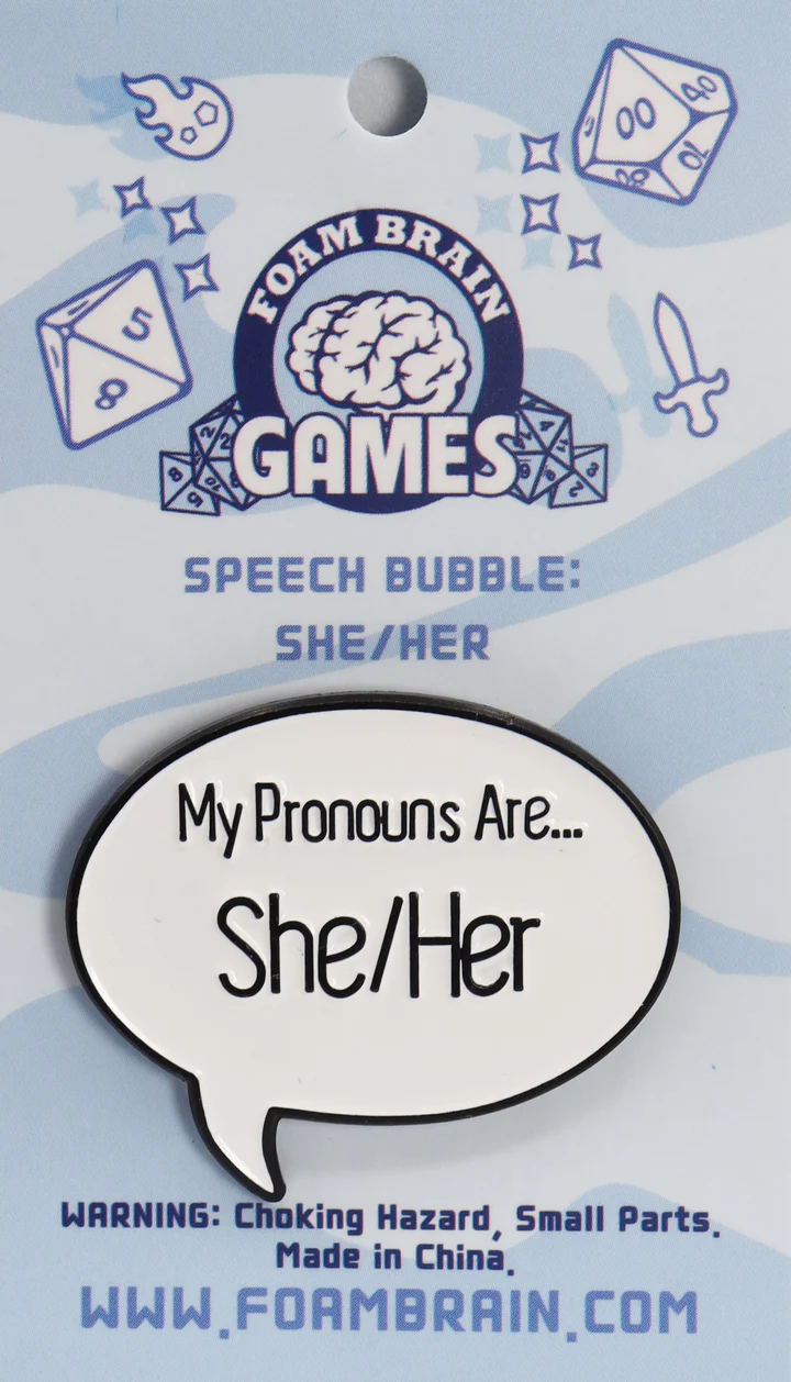 SHE/HER PRONOUN ENAMEL PIN – Games and Stuff