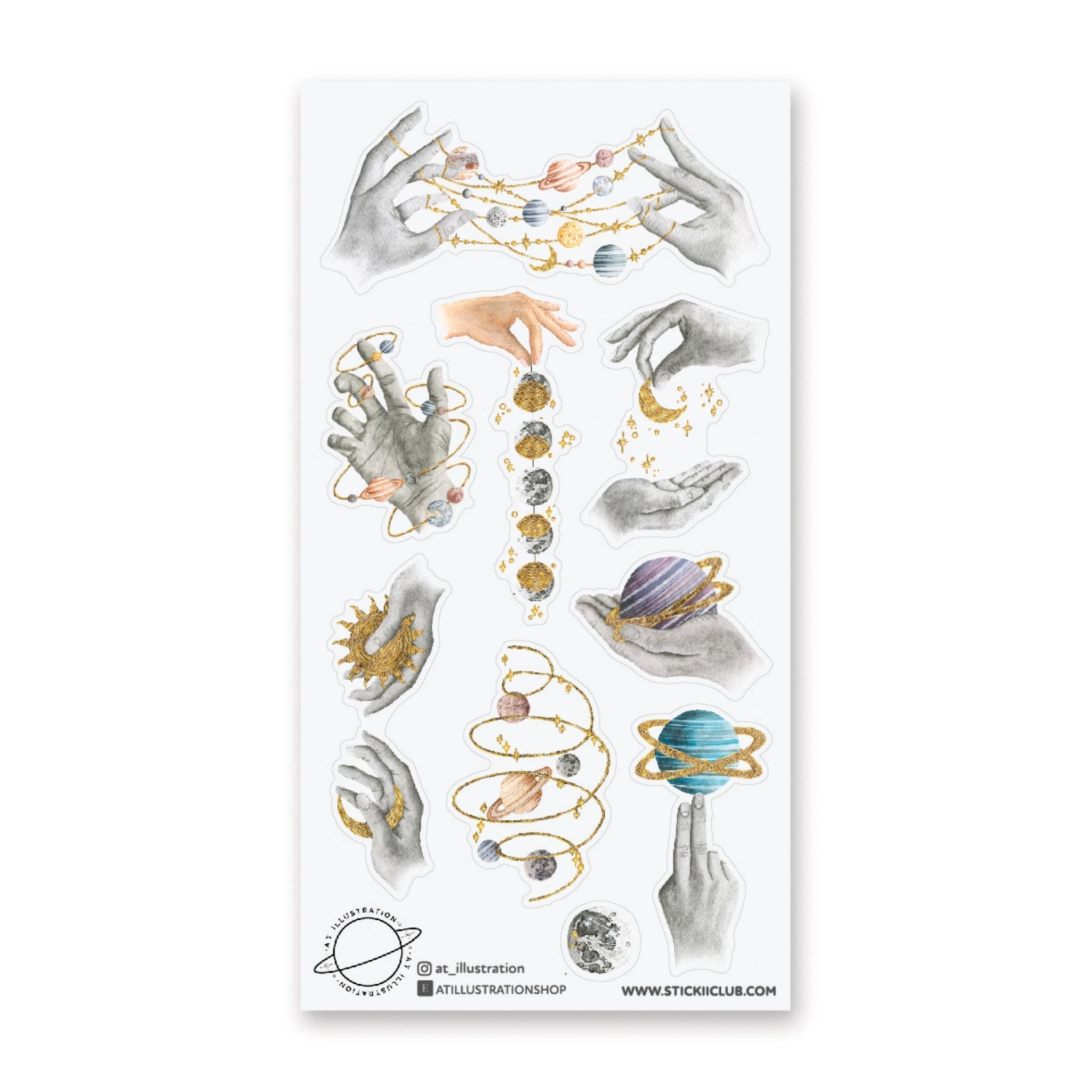 PLANETARY HANDS STICKER SHEET – Games and Stuff